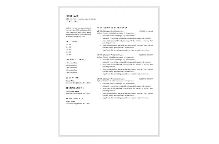 Two-Column Resume Template